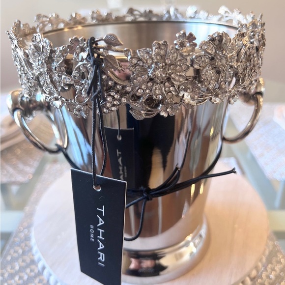 Tahari | Dining | Tahari Home Silver Floral Rhinestone Bling Wedding ...